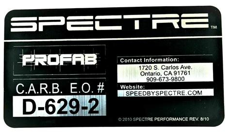 Cold Air Intake Carb Sticker Decal E O D 629 2 For Spectre