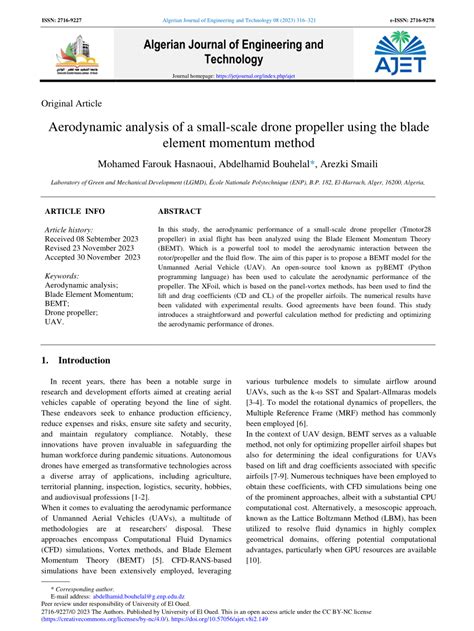 Pdf Aerodynamic Analysis Of A Small Scale Drone Propeller Using The