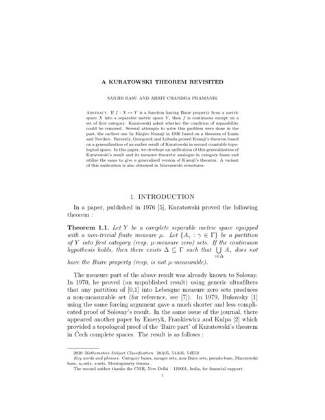 Pdf A Kuratowski Theorem Revisited
