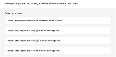 When You Duplicate A Worksheet How Does Tableau Name The New Sheet