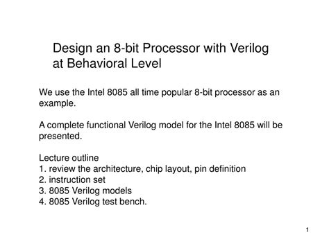 PPT Design An Bit Processor With Verilog At Behavioral Level PowerPoint Presentation ID