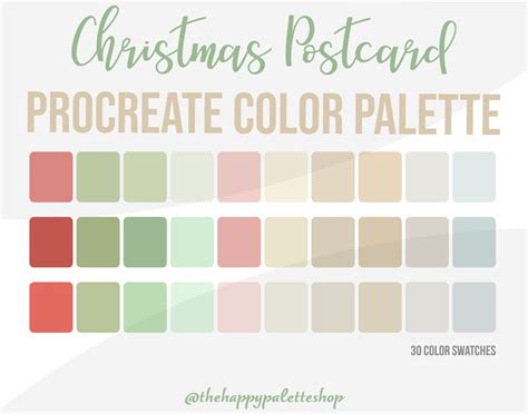 Christmas Procreate Color Palette Ipad Lettering Digital Art Vintage Christmas Color