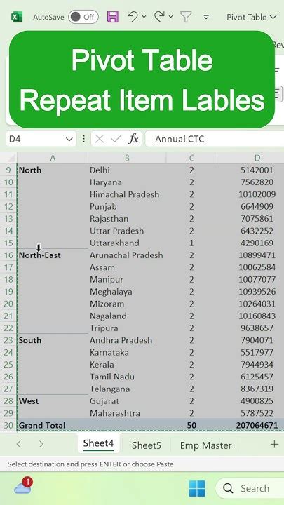Repeating Item Labels In Pivot Tables Excelandpowerbi Shorts