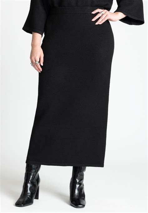 Sweater Maxi Skirt Stretch Knit Design Black Onyx Eloquii