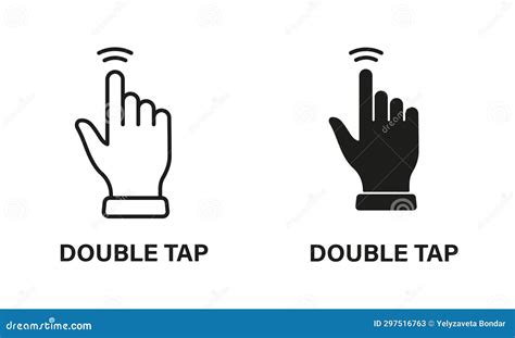double tap gesture of computer mouse pointer finger black line icon