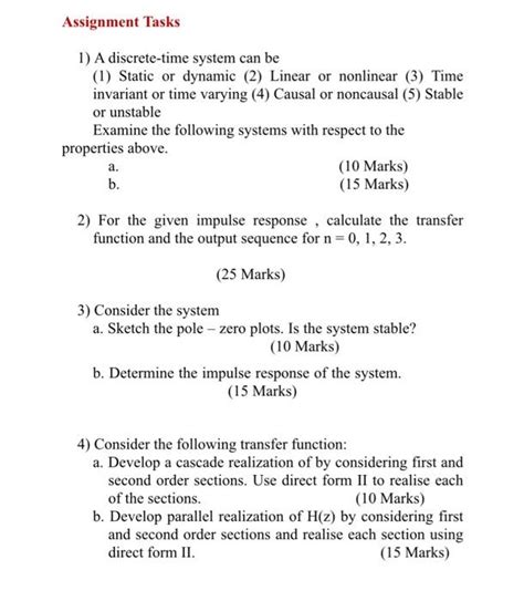 Assignment Tasks A Discrete Time System Can Be Chegg
