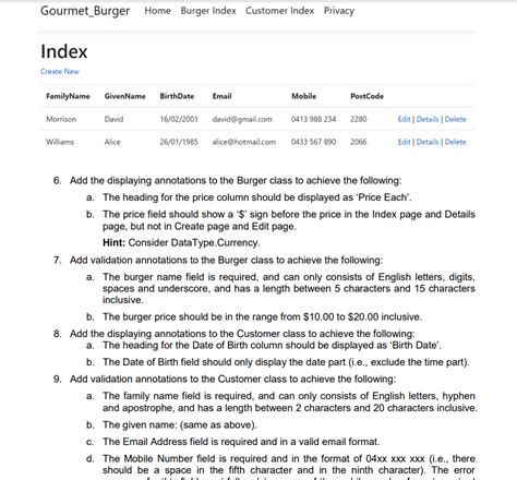 Solved 6 Add The Displaying Annotations To The Burger Class