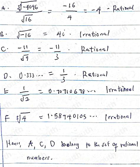 solved which of the numbers shown belong to the set of rational