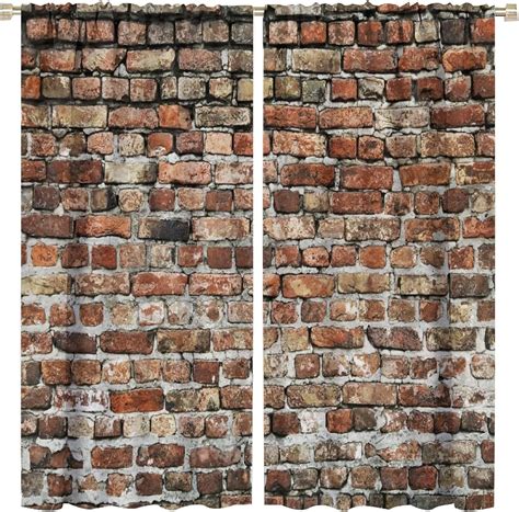 Brick Wall Blackout Curtains Rustic Farmhouse Brick Wall Orange Red Art