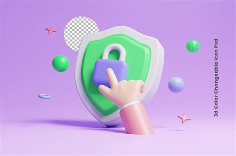 premium psd 3d shield security protection icon or 3d online security icon or 3d user