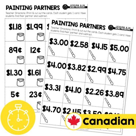 Lucky To Learn Math Canadian Money Two Step Subtraction Money Word