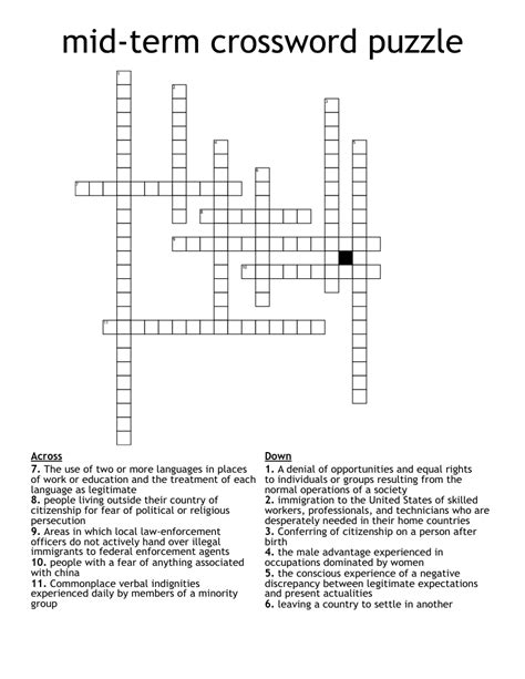 Mid Term Crossword Puzzle Wordmint