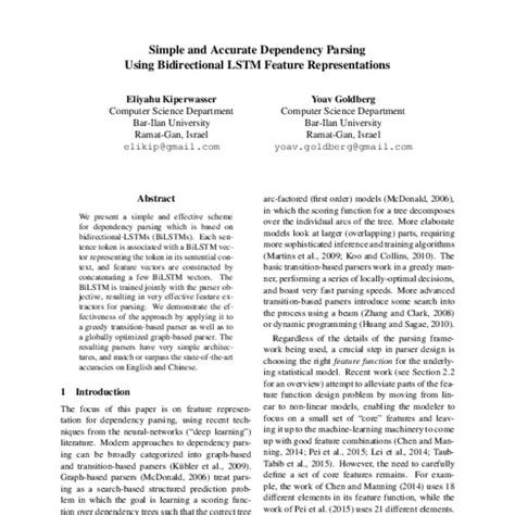 Simple And Accurate Dependency Parsing Using Bidirectional Lstm Feature