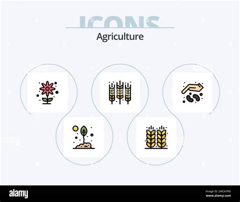 agriculture line filled icon pack 5 icon design farm water farming lake agriculture stock