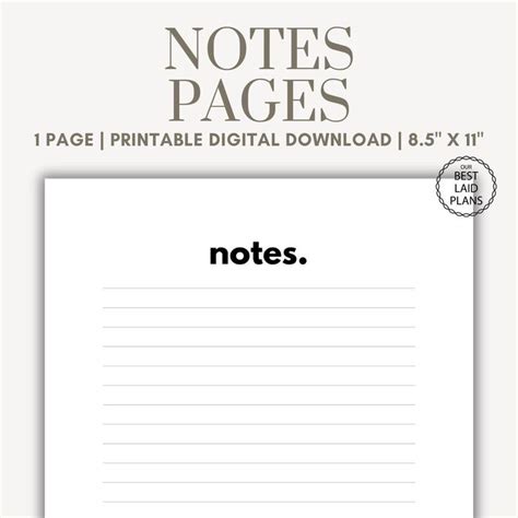 Notepad Printable Lined Notes Page Notes Page Notepad Printable Pdf Notes Printable Digital