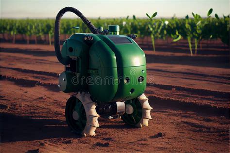 autonomous tractor working in field created with generative ai stock