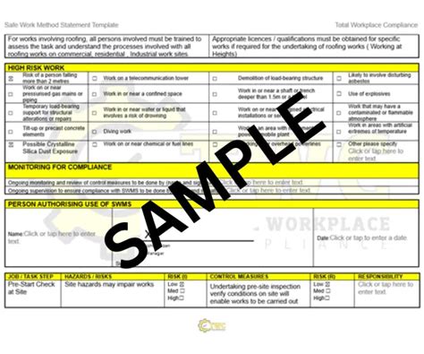 Roofing Template Swms Total Workplace Compliance