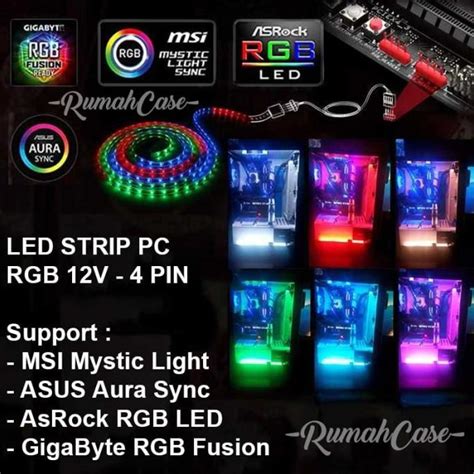 Jual Led Strip Rgb 12v 4pin Pc Gaming Asus Aura Sync Gigabyte Fusion