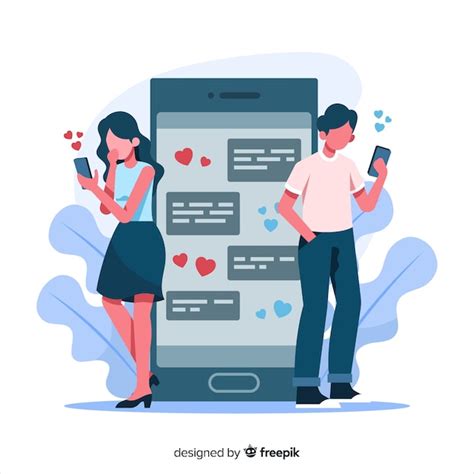 만화 사람들과 데이트 응용 프로그램 개념 무료 벡터