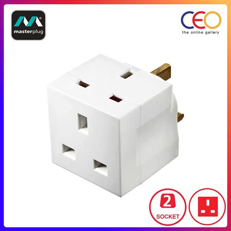 Masterplug Basic 2 Gang Unfused 3 Sleeved Pin Socket Adaptor Multi Socket 3 Pin Plug Msu2