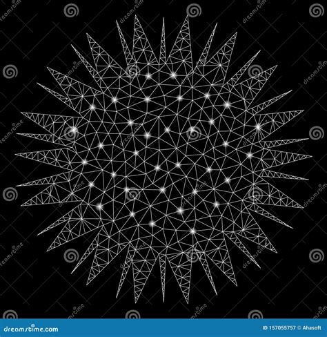 glowing mesh network bacterial spore with flash spots stock vector