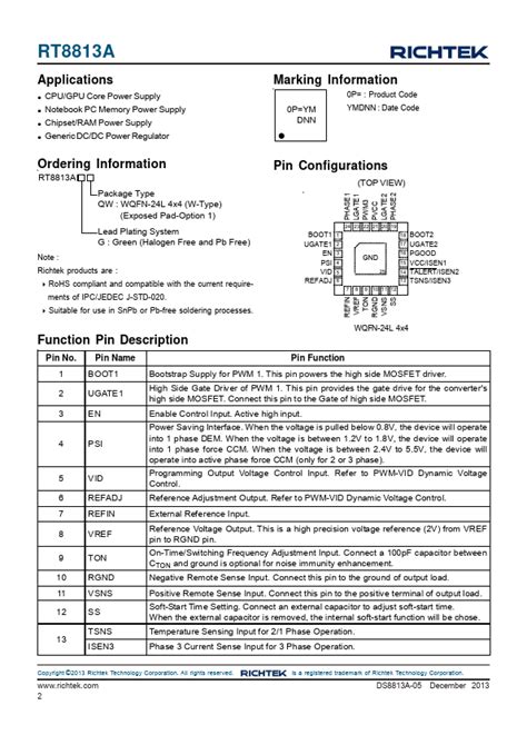 Rt8813a Datasheet Richtek Technology