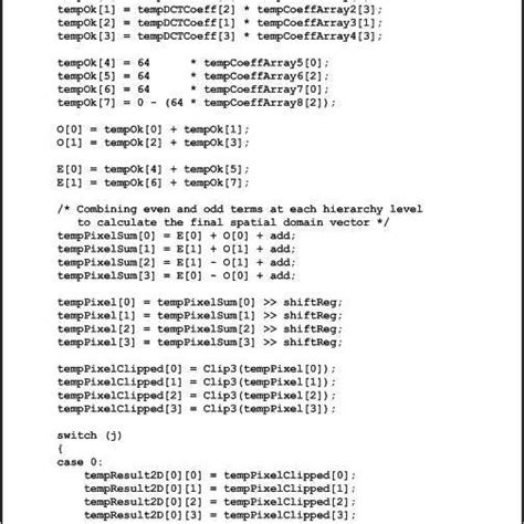 Hevc 4x4 1d Idct Impulse C Implementation Code Snippet Download