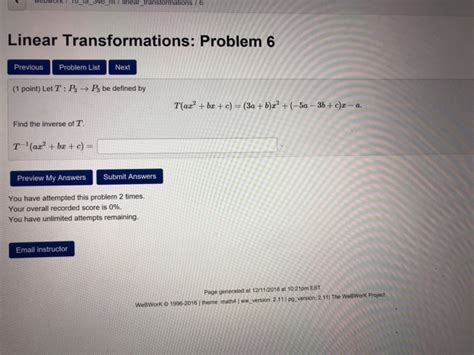 solved webwokt to 6 m linear transformations 6 linear