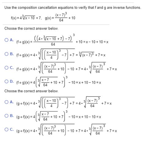 Solved Use the composition cancellation equations to verify | Chegg.com