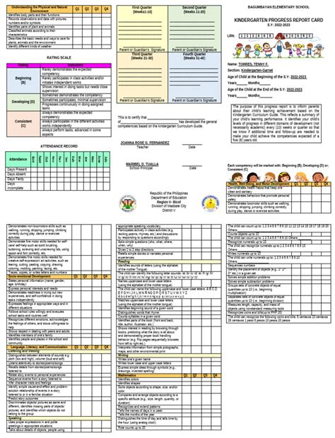 Kinder Progress Report Card Pdf