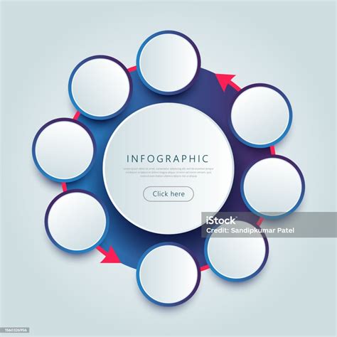 แผนภูมิกระบวนการอินโฟกราฟิก แผนภาพวงจรที่มี 8 ขั้นตอน ภาพประกอบสต็อก ดาวน์โหลดรูปภาพตอนนี้