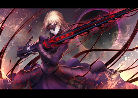 Fate Series Fate Stay Night Blonde Black Dress Anime Girls Arturia