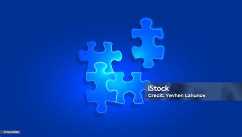 빛나는 효과와 미래 지향적 인 스타일의 디지털 퍼즐 전략은 퍼즐의 일부로 구성됩니다 결과 또는 도전을 달성하기 위해 부품을 결합합니다 연한 파란색 배경의 벡터 일러스트 레이
