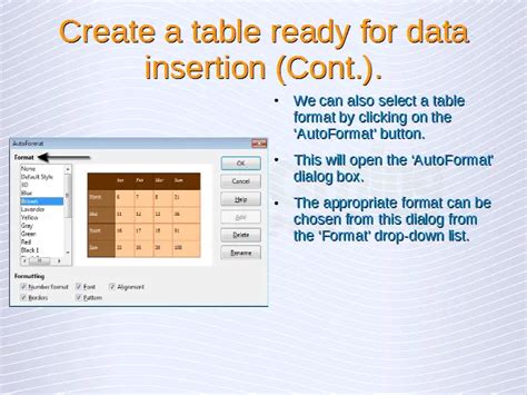 Word Processing Table Creation