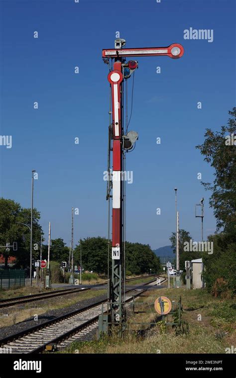 An Old Semaphore Signal Displaying Stop At Lorsch Station Hesse Germany Ancient Railway