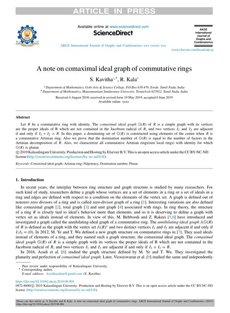 Pdf A Note On Comaximal Ideal Graph Of Commutative Rings