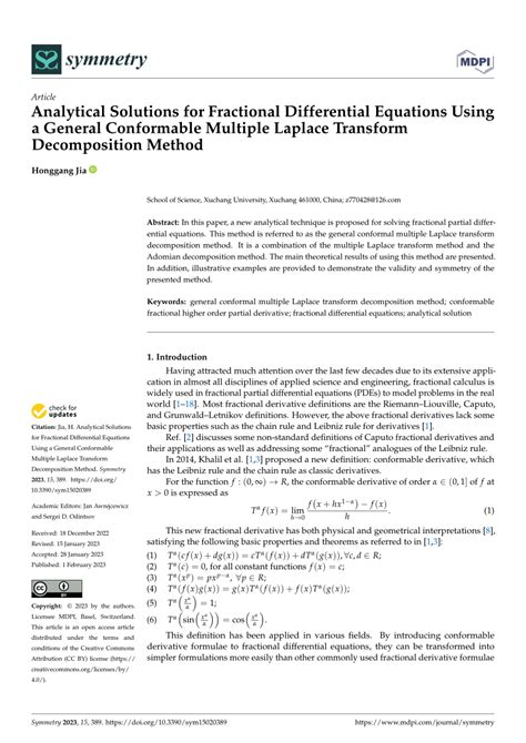 Pdf Analytical Solutions For Fractional Differential Equations Using A General Conformable