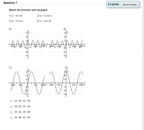solved question 7 3 6 points save answer match the function