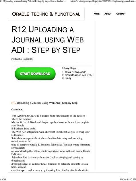 R12 Uploading A Journal Using Web Adi Step By Step Oracle Techno