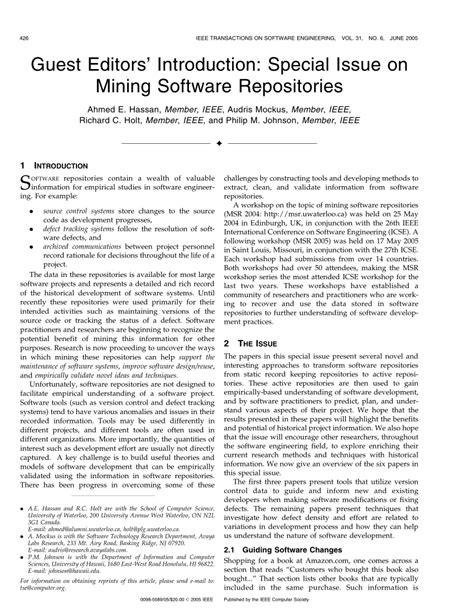 Pdf Guest Editors Introduction Special Issue On Mining Software