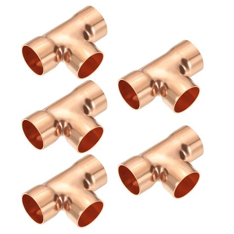 Uxcell 5 Pcs Copper Tee Fitting C X C Connector Welding Joint Tube