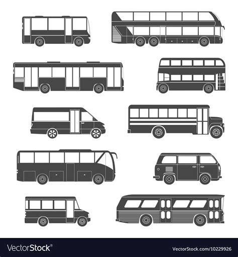 Passenger Bus Icons Black Royalty Free Vector Image