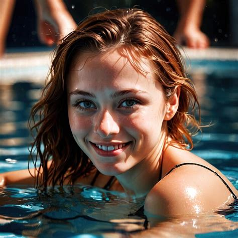 Smiling Athletic Woman Doing Artistic Swimming Exercise Sport Activity Premium Ai Generated Image