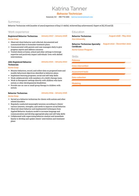 Behavior Technician Resume Examples And Templates