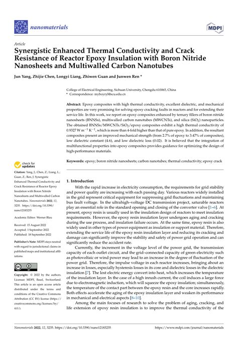 Pdf Synergistic Enhanced Thermal Conductivity And Crack Resistance Of Reactor Epoxy Insulation