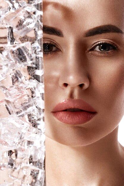 Premium Photo Beautiful Woman With Laboratory Containers With Liquid Makeup And Hairstyle