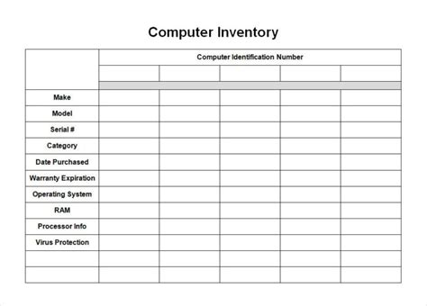 Free Printable Computer Inventory Template