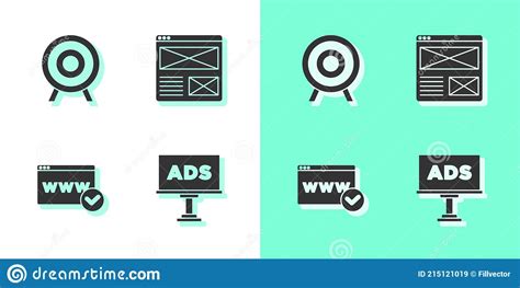Set Advertising Target Sport Website Template And Browser Window Icon Vector Stock Vector