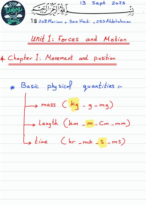 SOLUTION Phyiscs Igcse Forces And Motion Movement And Position Studypool