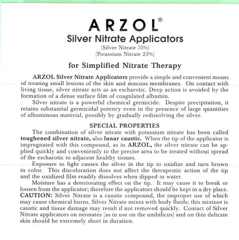 Silver Nitrate Applicators Package Insert Prescribing Info